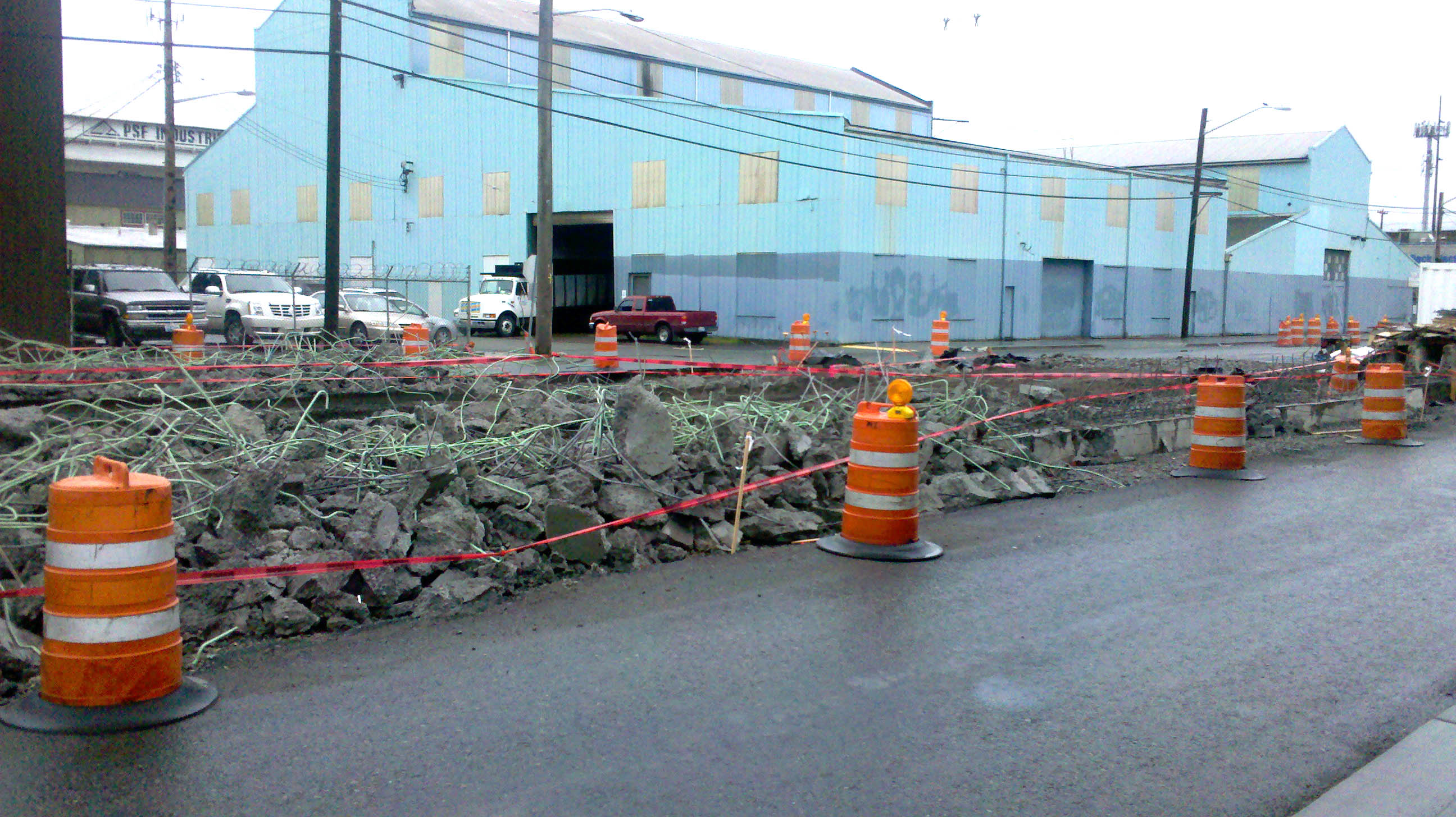 New First Ave ramp barricade demolished | Westside Seattle